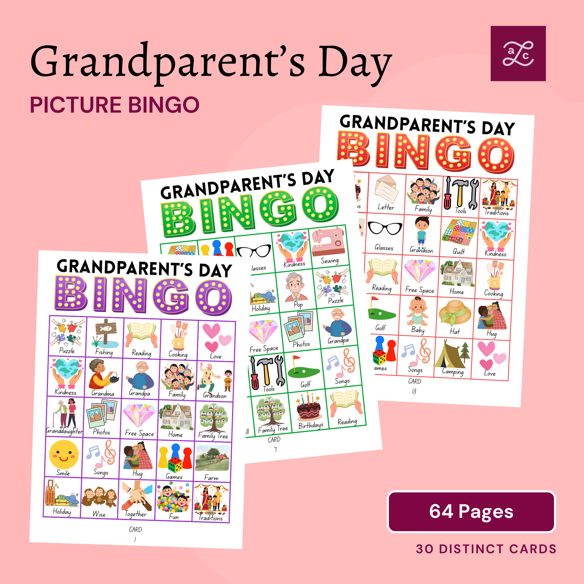 No Prep - Grandparent's Day Picture Bingo – Love Always Classroom